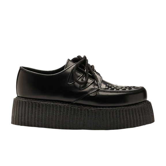 UNDERGROUND CREEPER SHOES - DOUBLE SOLE - WULFRUN - BLACK LEATHER – D-mop